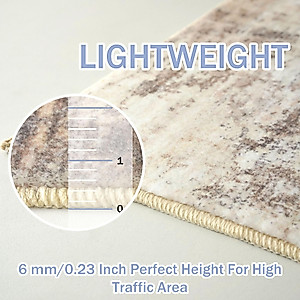 IOHOUZE Small Abstract Area Rug 2x3 Ft Entryway Rug Washable Door Mat Indoor Entrance, Non Slip Throw Rug, Printed Faux Wool Front Door Rug for Foyer Kitchen, Beige Brown