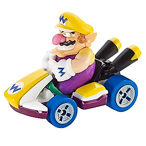 Hot Wheels Mario Kart Wario Die-Cast Character Car 1:64 Scale, Purple