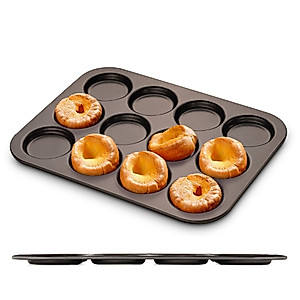 Wrenbury Toughened Yorkshire Pudding Pan 12 Hole - Yorkshire Pudding Tin British Yorkshires - Yorkshire Pudding Baking Pan Non Stick Heavy PFOA PTFE Food Safe Carbon Steel