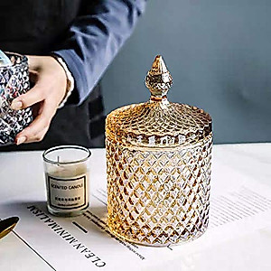 Candy Dishes with Lids-Candy Containers Glass Cookie Amber Jar for Candy Buffet Decorative Jars Candy Buffet Dishes for Party Wedding Display Pothecary Flour, Small+Large