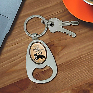 GRAPHICS & MORE I Just Want to Drink Pumpkin Spice Lattes and Pet My Cat Keychain Chrome Metal Spinning Oval Bottle Opener