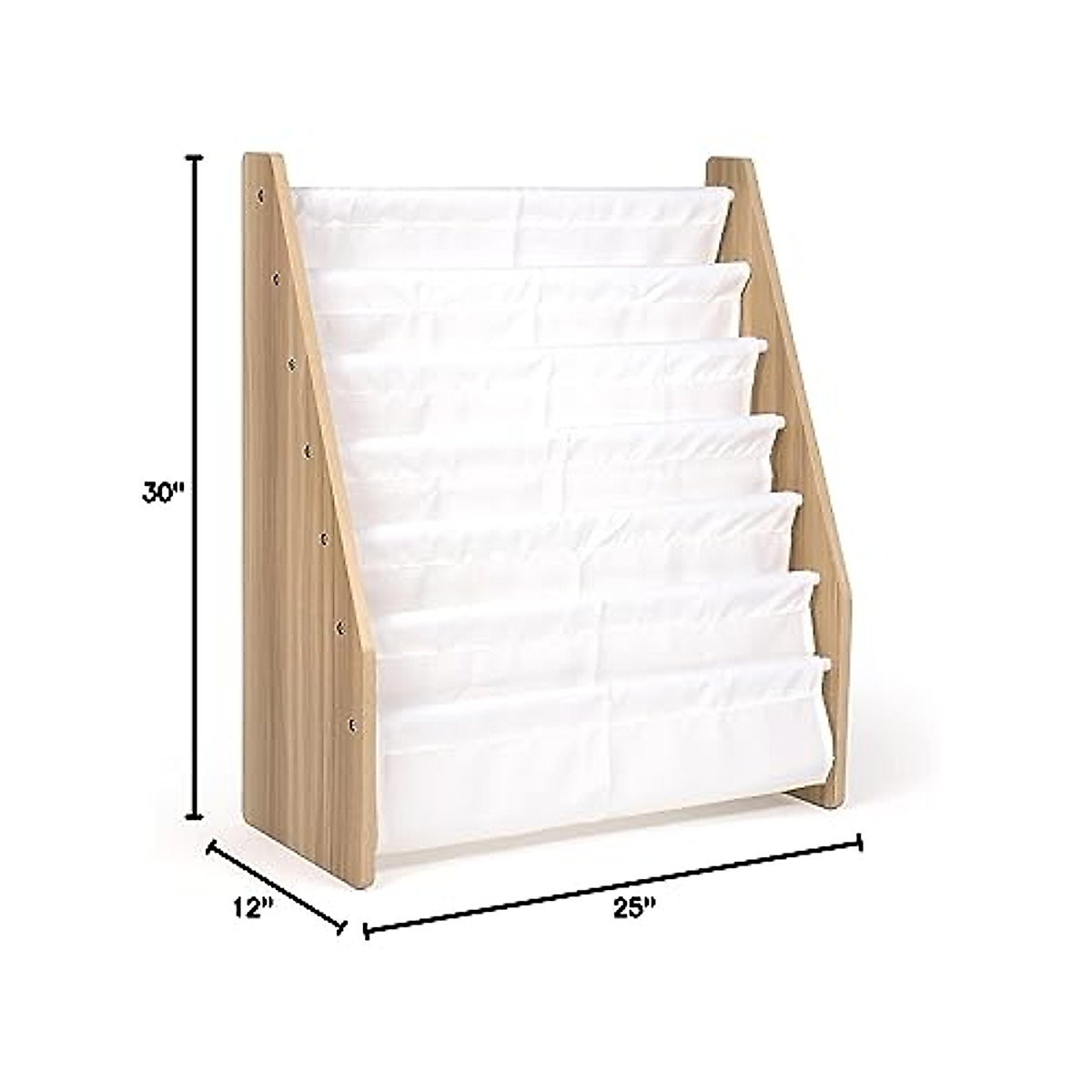 Humble Crew, White/Natural Wood Super Size 6 Tier Kids Book Rack