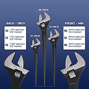 Lichamp 3-Pack Adjustable Construction Spud Wrench Set 10 12 16 Inches