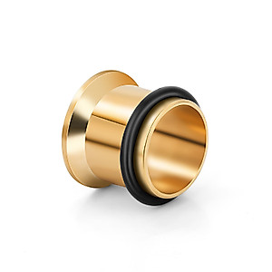 CABBE 18pcs 14G-00G Ear Tunnels Stretching Kit Gauges Stainless Steel Single Flared Set Expanders for Women Men Body Piercing Jewelry (Goldtone)