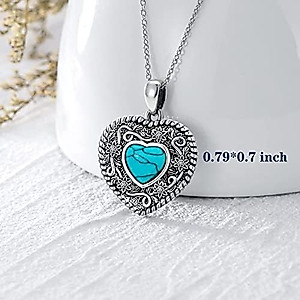 Plesitep Turquoise Heart Necklace Sterling Silver Sunflower Pendant Necklace Jewelry For Women Mom