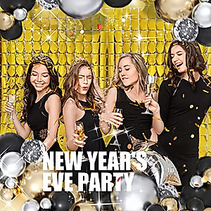 Gold Shimmer Wall Backdrop, Square Backdrop Curtain,2Pcs 3.3x6.6 Feet Gold Streamer Backdrop for Party Decorations