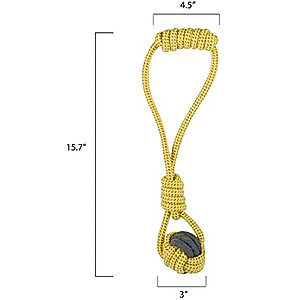 ALLUM Dog Rope Toys with Knotted Ball and Handle - Interactive and Stimulating Dog Toys & Puppy Toys - Dog Toys for Boredom - Ball on Rope (Yellow)