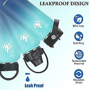 18oz Water Bottle,Vacuum Insulated Stainless Steel Water Flask with Straw Lid Auto Spout Lid Sport Lid,Leak Proof,Double Walled Travel Drink Mug,Metal Canteen,Hot Cold Water Bottles