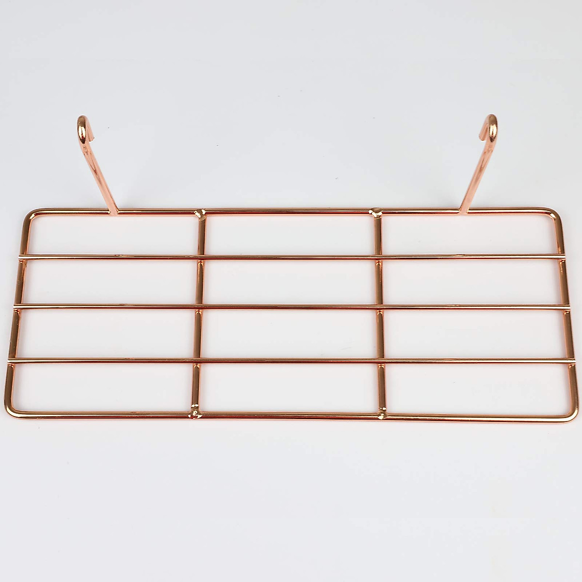 GBYAN Grid Wall Basket Wall Grid Accessories Wire Straight Shelf with Hooks Wall Organizer for Grid Panel Board, Rose Gold
