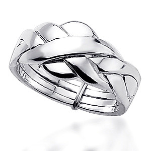 DoubleAccent Sterling Silver 4 pcs Band Puzzle Ring 11mm (Size 5 to 15) Size 5