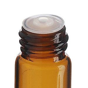 Generic 1/4 Dram (1 ML) Amber Glass Vials with Black Ribbed caps & Orifice Reducers pack of - 144 pcs, clear