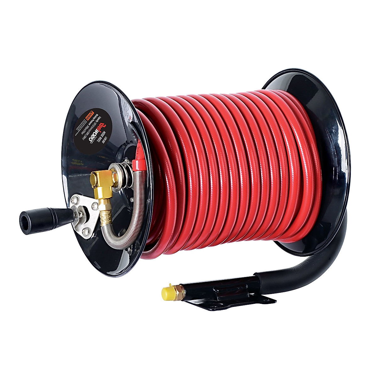ReelWorks Air Hose Reel Tool Retractable Hand Crank 3/8" Inch x 100' Feet 300 PSI / 20 BAR Heavy Duty Steel Construction (Hose Not Included)