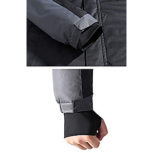 HOW'ON Men's Snow Jacket Windproof Waterproof Ski Jackets Winter Hooded Mountain Fleece Outwear Parka Black L