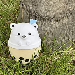 Avocatt Polar Bear Boba Plushie - 10 Inches Ice Bubble Milk Tea Asian Comfort Food Soft Plush Toy Stuffed Animal - Kawaii Cute Japanese Anime Style Gift
