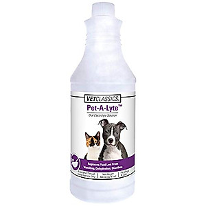 Vet Classics Pet-A-Lyte Oral Electrolyte Solution for Dogs and Cats – Helps Replace Fluids Lost From Pet Dehydration, Diarrhea, Vomiting – Replaces Dog Electrolytes – 32 Oz.
