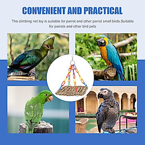 VILLCASE Bird Foraging Cage , Seagrass Woven Climbing Hammock Swing Mat with Colorful Chewing Rope Toys, Suit for Lovebirds, Finch, Parakeets, Conure, Cockatiel