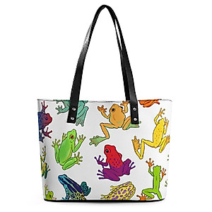 Womens Handbag Frog Pattern Leather Tote Bag Top Handle Satchel Bags For Lady