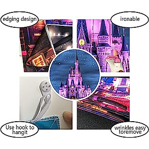 Floewrstown Princess Castle Backdrop 7x5ft Washable Polyester Beautiful Castle Night View Photography Background Cinderella Castle Backdrop Birthday Party Photo Video Shooting Props FT126