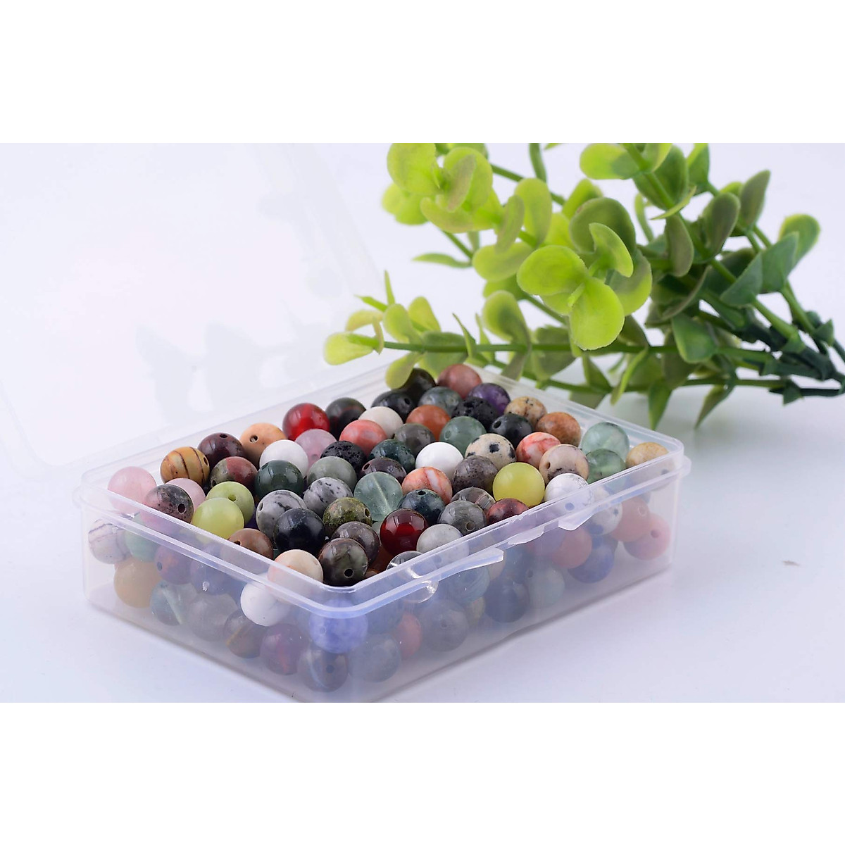 Natural Stone Beads 200pcs Mixed 8mm Round Genuine Real Stone Beading Loose Gemstone Hole Size 1mm DIY Charm Smooth Beads for Bracelet Necklace Earrings Jewelry Making (Stone Beads Mix 200pcs)