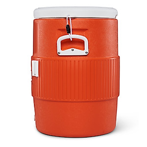 Igloo 10 Gallon Seat Top Water Jug With Cup Dispenser , Orange/White