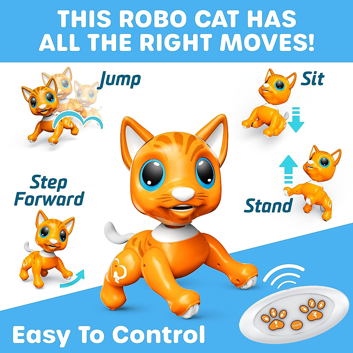 Power Your Fun Robo Pets Cat for Girls and Boys - Remote Control Robot Toy Interactive Hand Motion Gestures, Robot Toys Smart STEM Toy Programmable Treats Walking Dancing Robot Pet for Kids Robot Cat