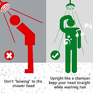 PDPBath Shower Extension Arm, 12" Upgrade Solid Brass Shower Head Shower Head Extender, Adjustable Height Extended with G1/2 Universal Connection for Large Vertical Rainfall Shower Head - Chrome