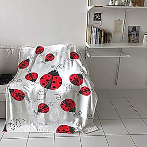 FortuneHouse8 Ladybug Blanket Flannel Fleece Blanket Christmas Red Ladybug Throw Blanket Super Soft Warm Cozy Bed Couch or Car Throw Blanket Ladybug Gifts for Women All Reason 60x80inch