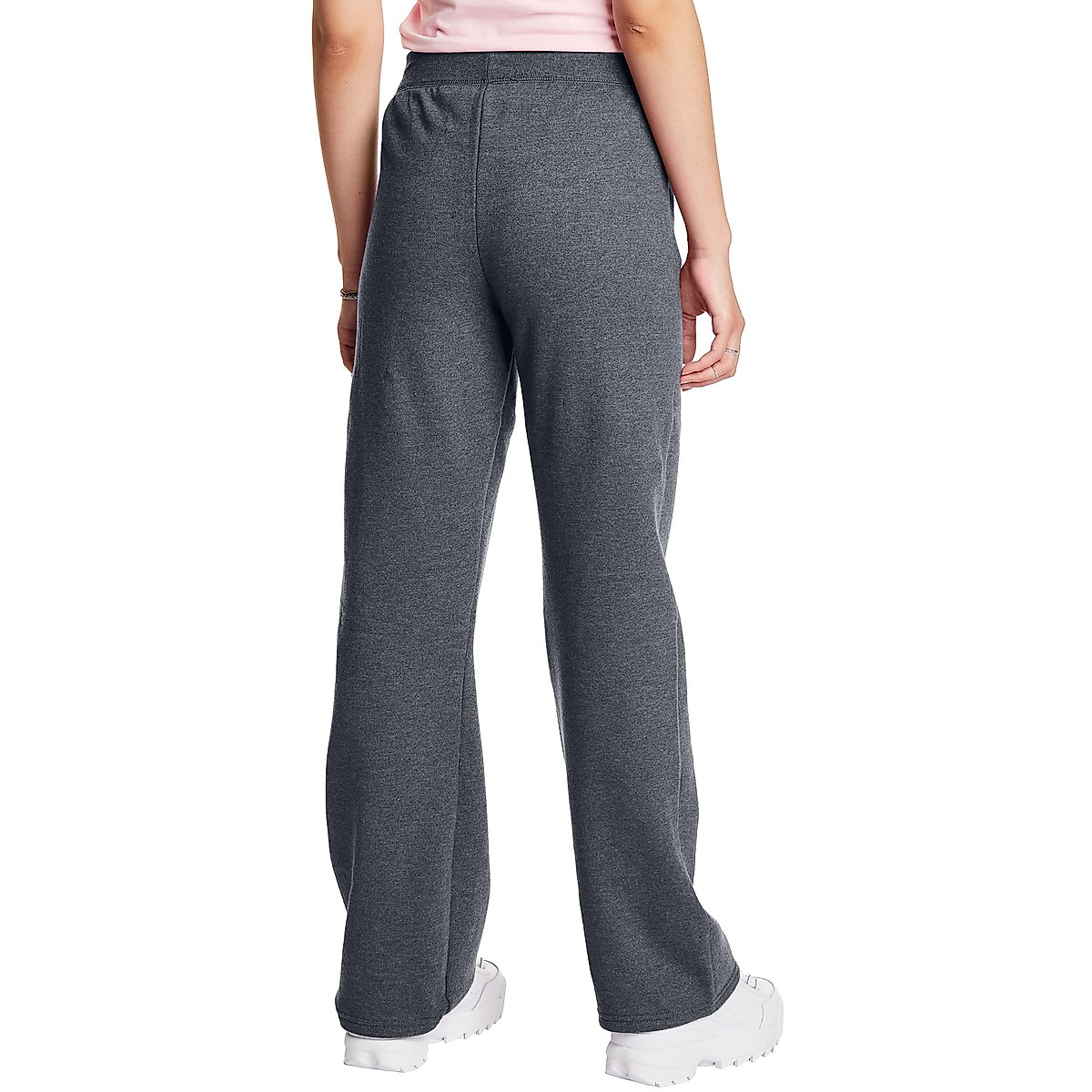 Hanes womens Comfortsoft Ecosmart Women's Open Bottom Leg Fleece athletic sweatpants, Slate Heather, Large