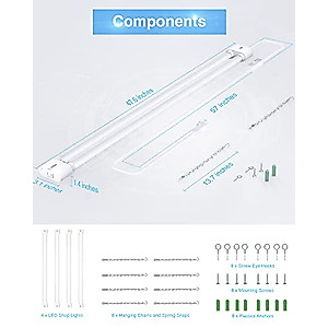Ensenior 4 Pack Linkable Led Shop Light 4ft for Garage, 4400 High Lumens, 36W Equivalent 280W, 5000K Daylight, 48 Inch Utility Shop led Lights, Surface or Hanging Mount Fixtures, White, ETL Certified