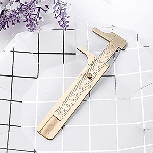 Juland Retro Vernier Caliper Copper Alloy Mini Brass Sliding Pocket Caliper Metal Double Scale for Measuring Gemstones and Jewelry Components Bead Wire Guitar Repair 80 mm /3.15"