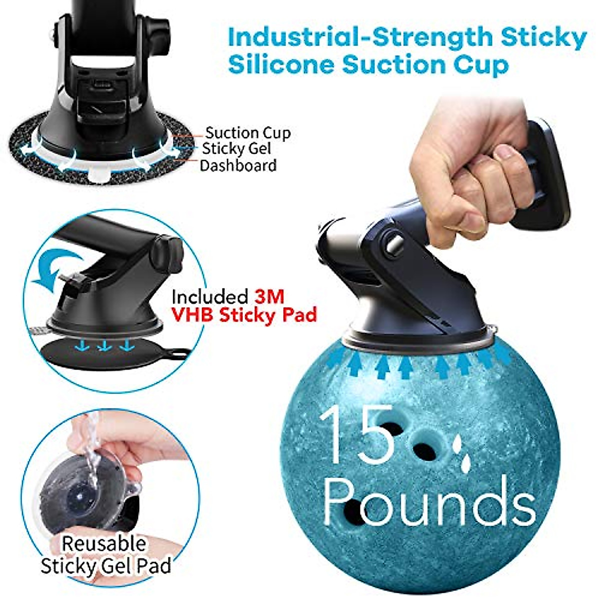 Car Phone Mount Magnetic,APPS2Car Dashboard,Windshield and Air Vent Mount,Phone Holder for Car,Universal Magnetic Phone Car Mount with Powerful Suction Cup,Built-in Strong 6 Magnets for all CellPhones