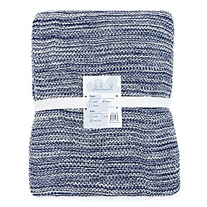 Saturday Park Navy Blue Knitted Throw Blanket - Soft Couch, Bed Blanket - 100% Cotton - Warm and Cozy - Oeko-TEX Certified
