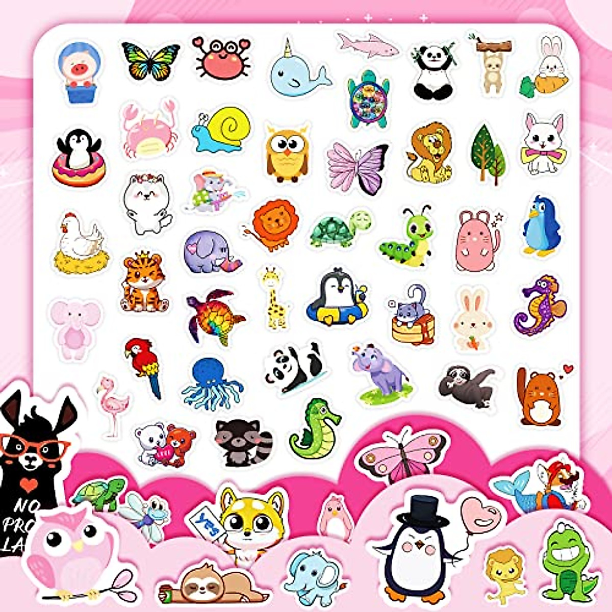 300pcs Cute Animal Stickers, Vinyl Animal Stickers for Kids, Girls, Boys, Zoo Farm Animal Stickers for Water Bottles, Laptop, Stickers Decals Gift for Teens