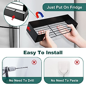 Johamoo 3 Pack Magnetic Spice Rack Organizer, Magnetic Shelf for Refrigerator, Space Saving Seasoning Organizer for Refrigerator and Microwave Oven, Metal Black