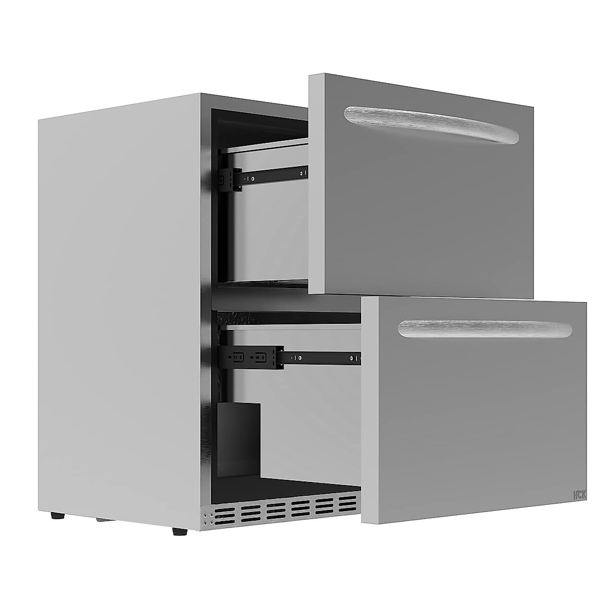 HCK 24 inch Dual Zone Refrigerator, Weather Proof Design Indoor and Outdoor Under Counter Drawer Built-in Beverage and Wine Fridge for Home and Commercial Use, Stainless Steel