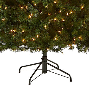 National Tree Company Pre-Lit Artificial Full Christmas Tree, Green, North Valley Spruce, White Lights, Includes Stand, 6 Feet