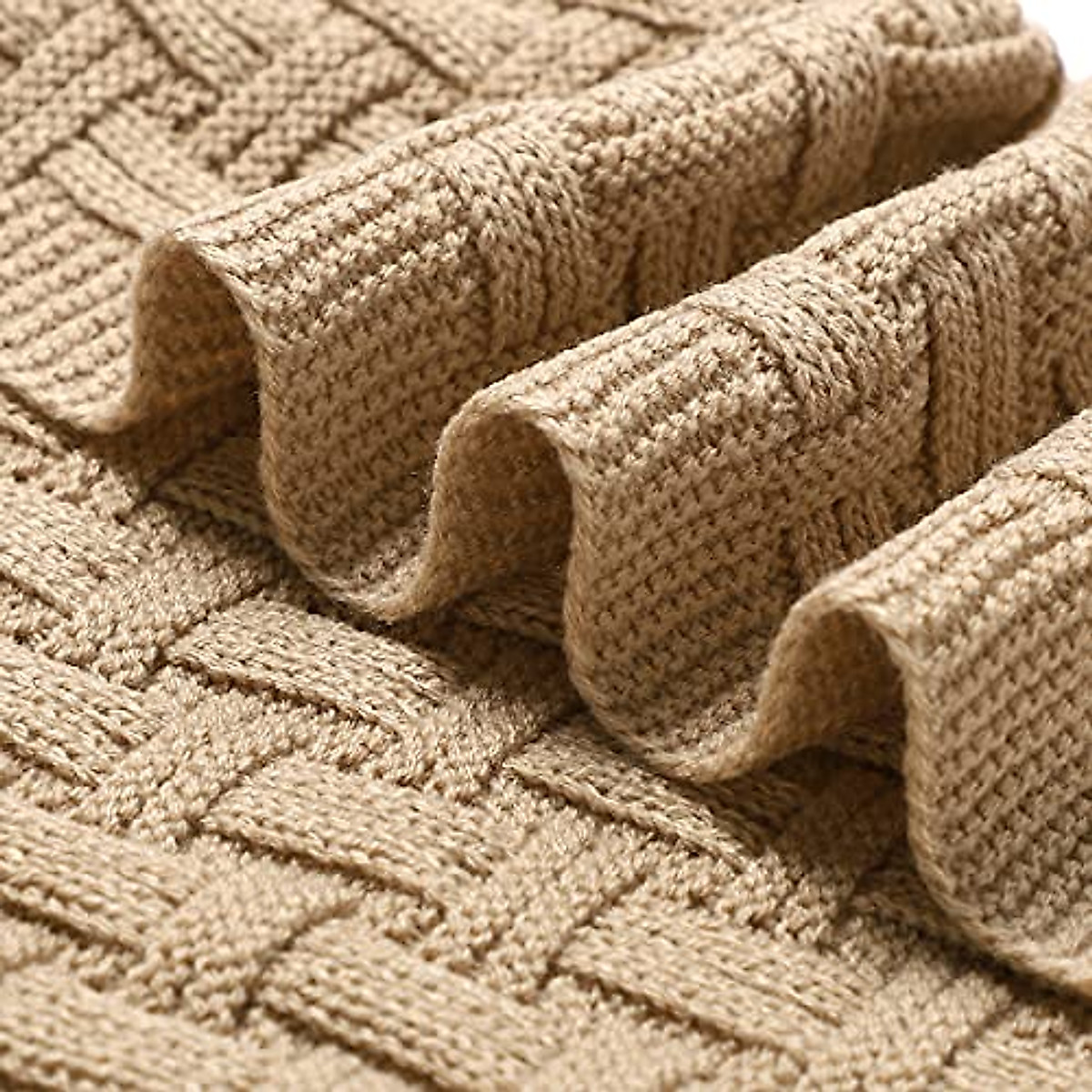 LAWKUL Baby Crochet Blankets Knit Baby Blanket Waffle Weave Cellular Newborn Swaddle Receiving Cable Knit Blanket for Boys and Girls Gender Neutral Camel Blankets Size 40X30 Inches