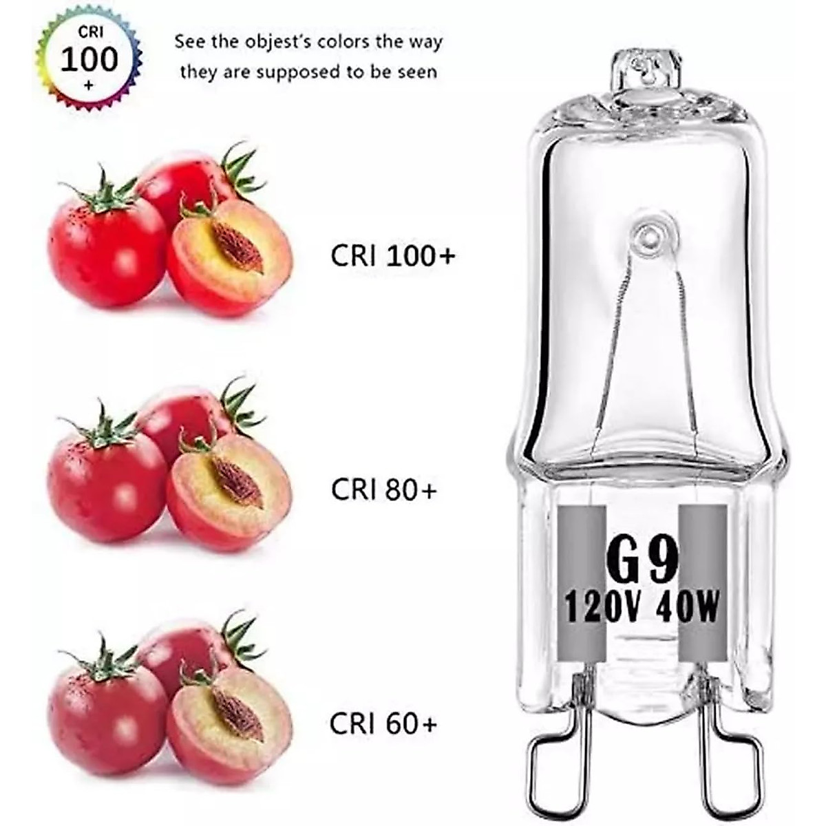 Fugedox G9 Bulb 40W, G9 Halogen Light Bulbs 2 Pin Base 120V Xenon Small Light Bulb for Range Hood Light, Bathroom Light Bulbs, Cabinet Lights, Dimmable, 2700K Warm White (4 Pack)