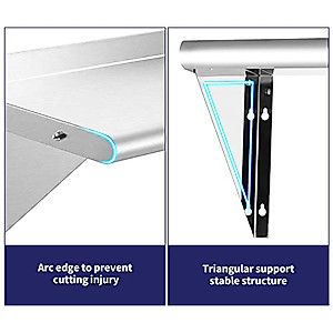 BIEAMA 2PCS 12"×24" Stainless Steel Wall Shelf, NSF, Commercial Wall Mount Floating Shelving for Restaurant, Kitchen and Hotel