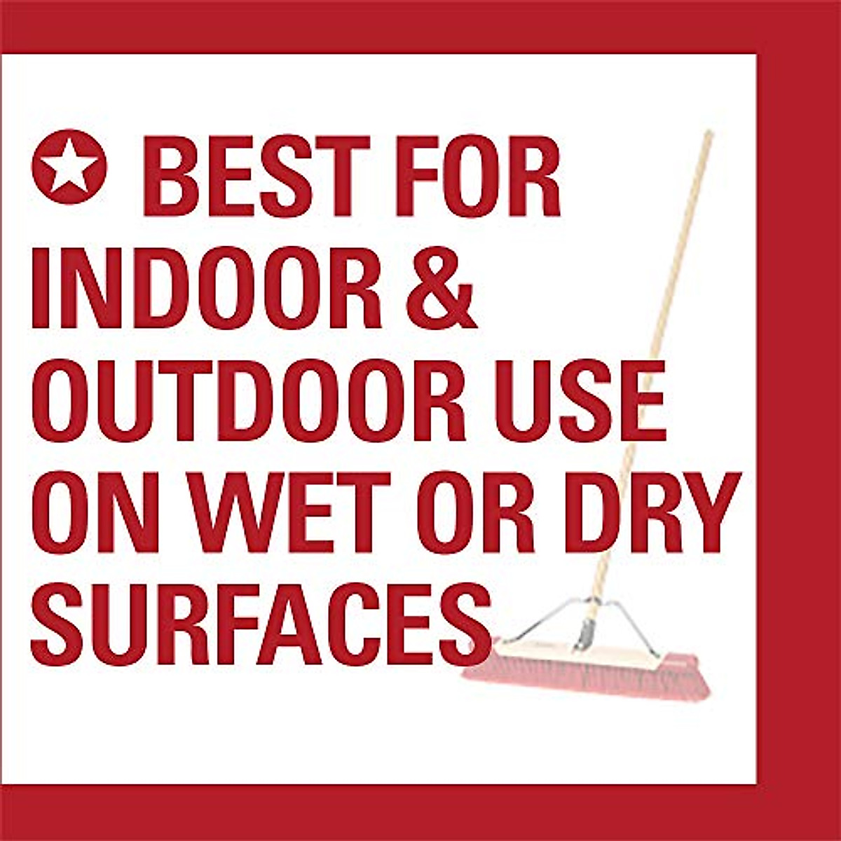 Harper 7324P1 Premium Indoor/Outdoor Wet/Dry All-Purpose Hardwood 24 in. Push Broom Semi-Stiff Bristles, Brown