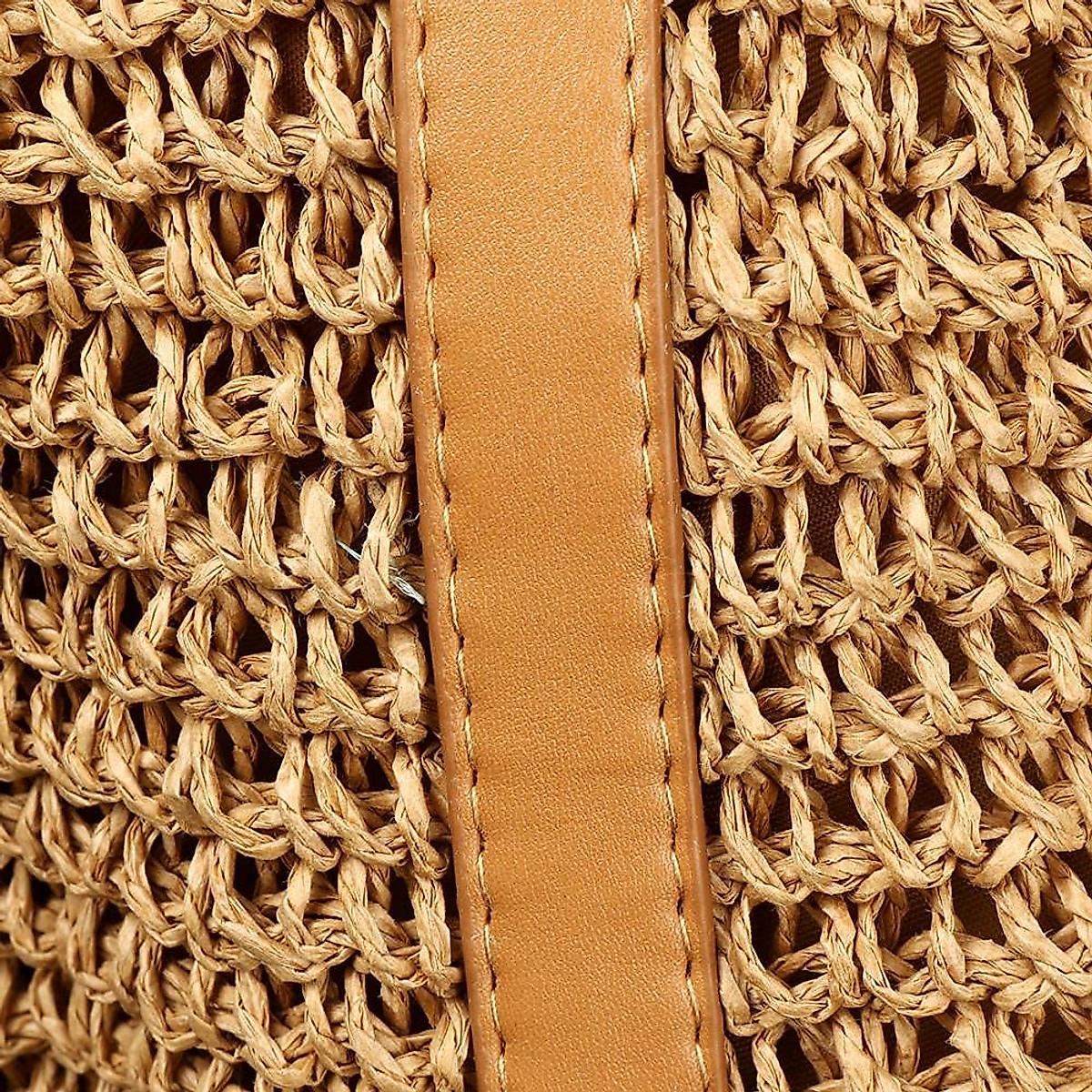 Women Straw Shoulder Bag Summer Beach Lightweight Large Wallet Handmade Woven Handbag (Khaki)