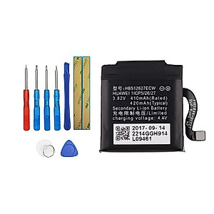 Vvsialeek HB512627ECW Replacement Battery Compatible with Huawei Watch 2 Pro 4G EO-DLXXU Watch GT LEO-B09 LE0-BX9 Leo-BX9 with Toolkit