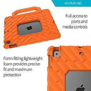 Gumdrop FoamTech Case Fits Apple iPad 9th | 8th | 7th Gen (10.2-inch) Designed for K-12 Students Teachers & Classrooms – Drop Tested Rugged Shockproof Bumpers for Reliable Device Protection– Orange