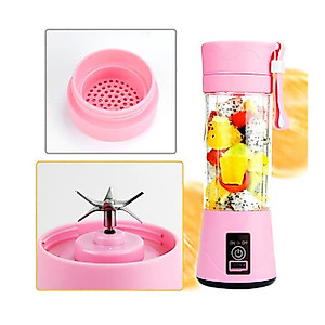 380ml Portable Blender,Travel Blender,Mini Blender,Personal Mixer Fruit Rechargeable with USB, for shakes and smoothies (Pink)