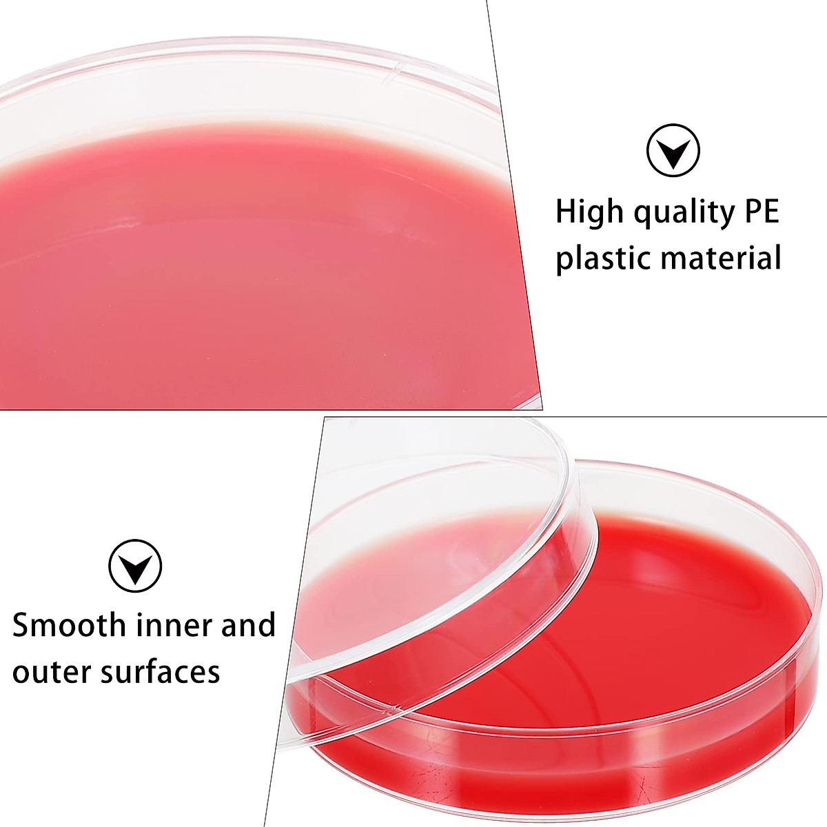 Baluue 10pcs Plastic Petri Dishes, Nutrient Agar Plate Sciences Nutrient Agar Petri Dishes Biological Dish Science Project Kit Supplies for Mushroom Petri Projects Red