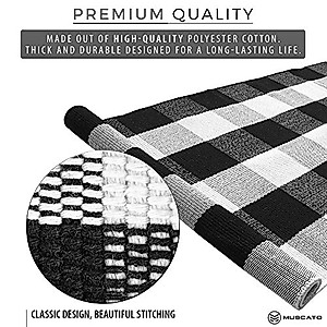 Buffalo Check Outdoor Rug Mat, 2x3/23.6" x 35.4", Black and White Rug Includes 4PCS Rug Grippers. Kitchen Rug, Checkered Porch Rugs Door Mat