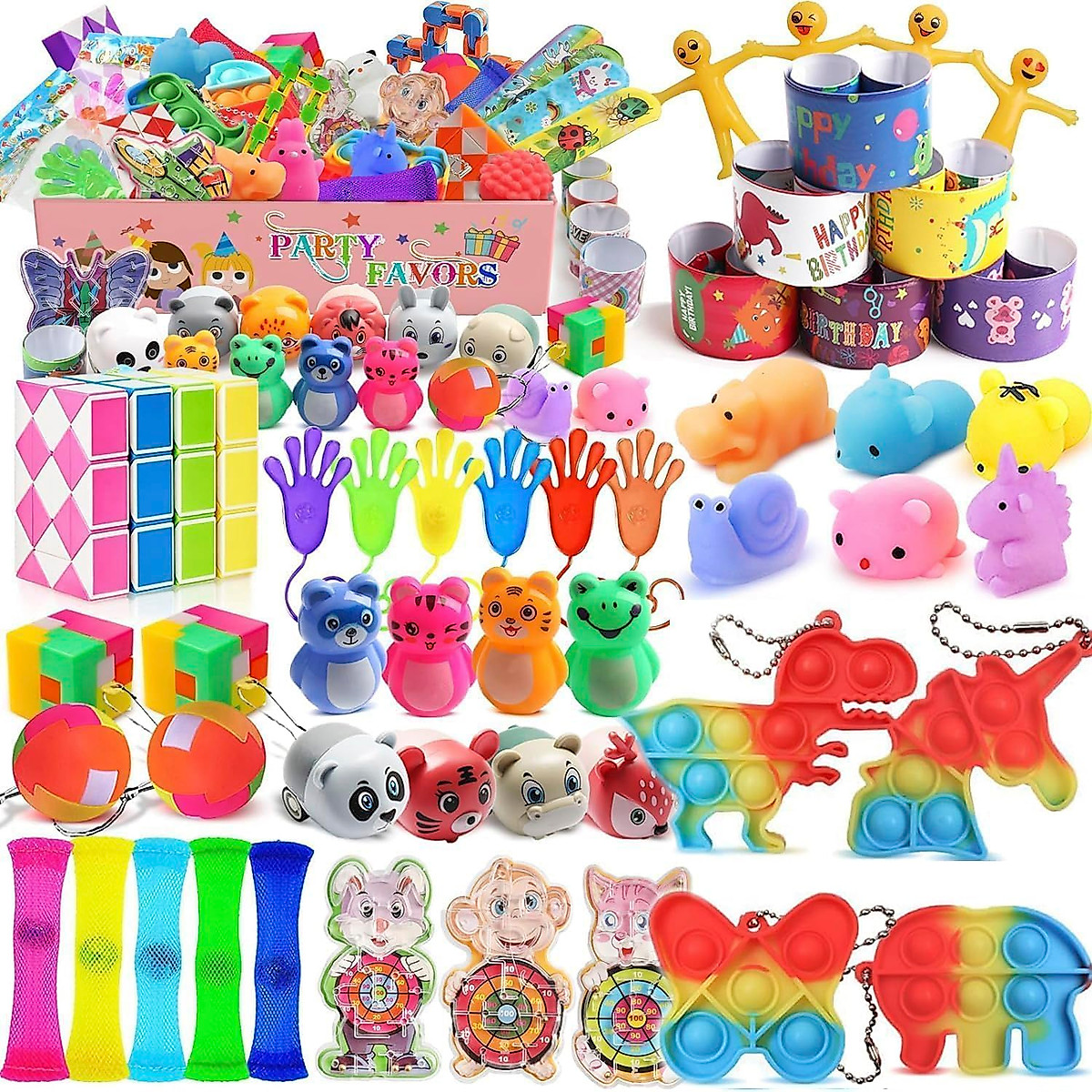 56 Pcs Party Favors for Kids 3-5 4-8 8-12, Treasure Chest Carnival Prize Box Toys for Classroom, Pinata Stuffers Goodie Bag Filler Easter Egg Fillers, Small Bulk Toys for Boys Girls Birthday Gift
