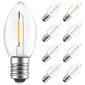 8 Pack C7 LED Night Light Bulbs, C7 E12 Candelabra Christmas Replacement Bulbs, Salt Lamps Window Candles Chandeliers Replacement Bulbs,0.6W Equivalent 4W 5W 6W 7W Incandescent Bulbs, Warm White