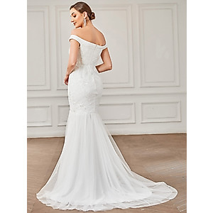 Ever-Pretty Women's Elegant Sleeveless Off Shoulder Mermaid Wedding Dresses for Women White US4