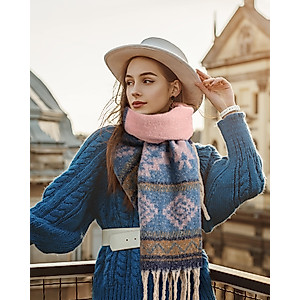 Scarf for Women - Winter Scarfs Fashion Long Scarf Shawl, Scarves for Women Winter Warm Blanket Scarf, Soft and Warm Cashmere Scarf Mohair Fish Bones Large Scarves